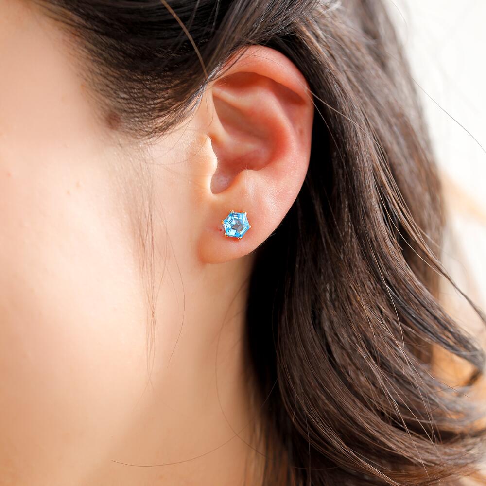 K18 Blue topaz Hexa/ブルートパーズ ヘキサ ピアス｜山梨県甲府市のジュエリーブランド｜MITURE｜ミチュール｜日本製 ...